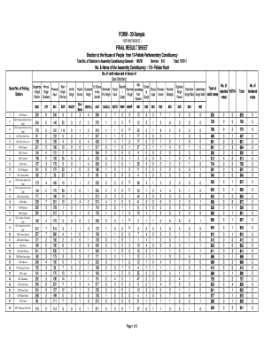 Fillable Online FORM - 20-Sample FINAL RESULT SHEET Election to the ...