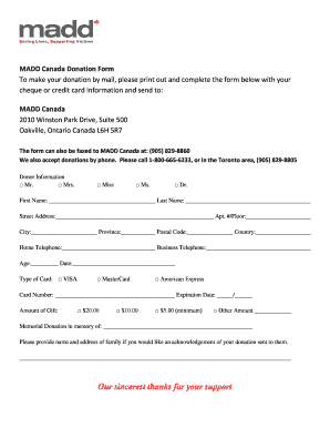 Madd Canada Donations - Fill Online, Printable, Fillable, Blank | pdfFiller