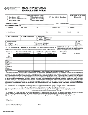 Fillable Online Bhealthb insurance enrollment bformb - Landrum Fax Email Print - pdfFiller