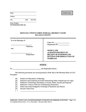 Fillable Online ravalli PETITIONER PRO SE - Ravalli - ravalli Fax Email Print - pdfFiller