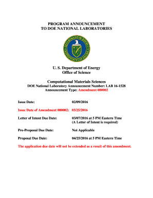 Fillable Online science energy DOE National Laboratory Announcement ...