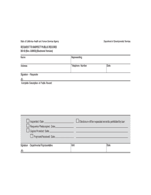 Fillable Online dds ca DS 43 - Request to Inspect Public Record 82003 ...