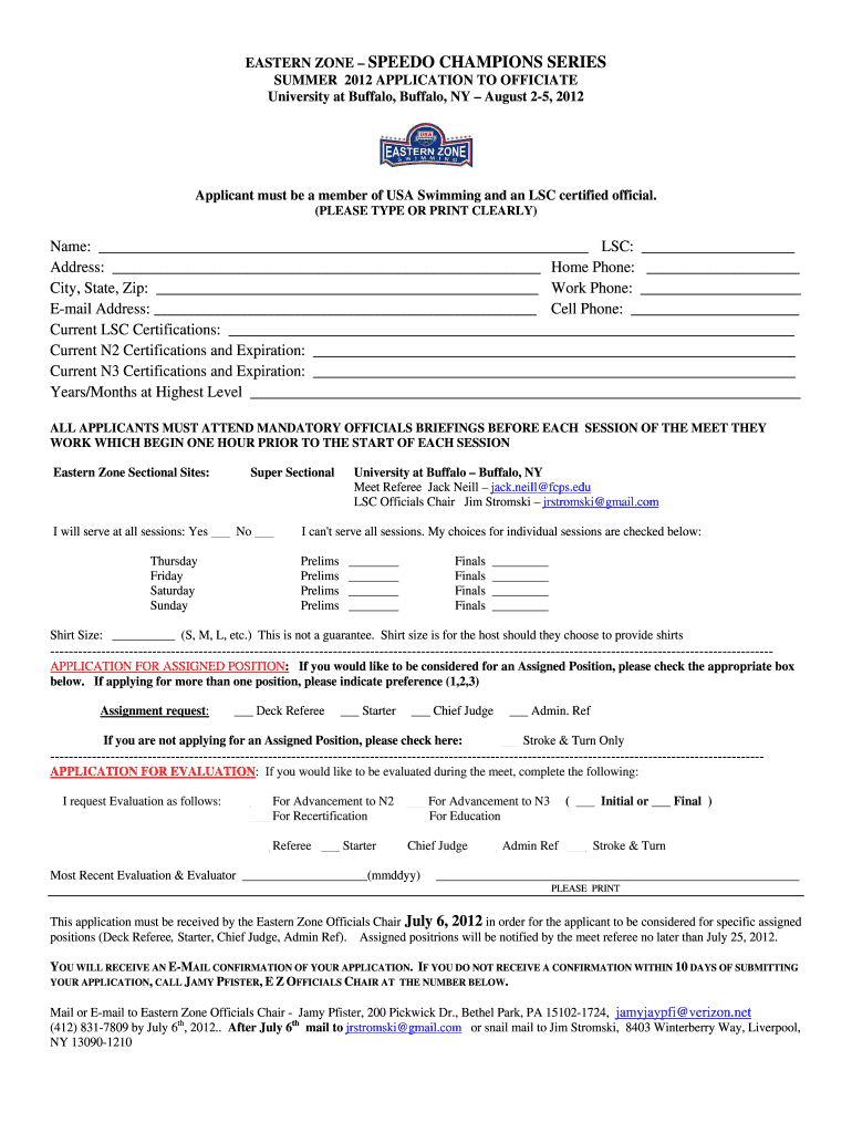 Fillable Online easternzoneswimming EASTERN ZONE SPEEDO CHAMPIONS ...