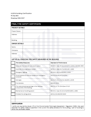 Fillable Online FINAL FIRE SAFETY CERTIFICATE - Landing Page Fax Email ...