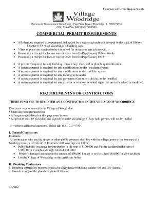 Fillable Online vil woodridge il COMMERCIAL PERMIT REQUIREMENTS ...