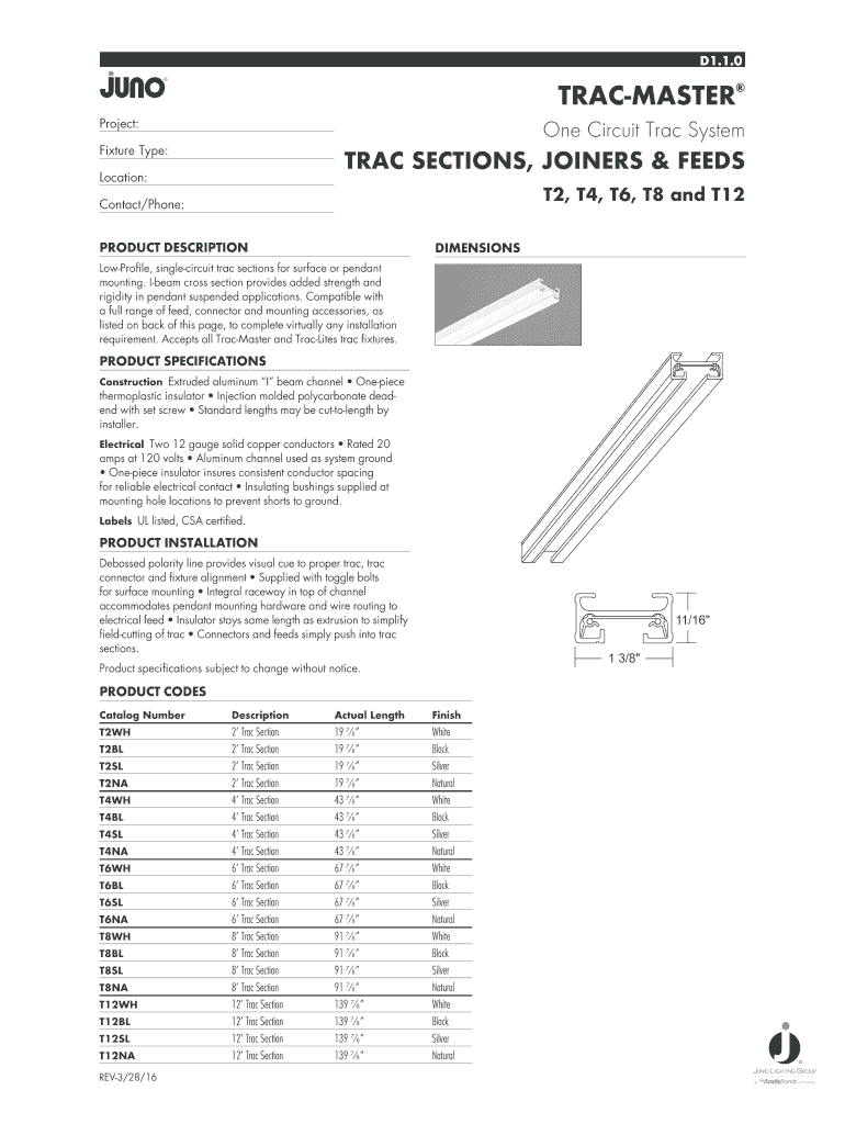 Fillable Online D110 TRAC-MASTER - Juno Lighting Group Fax Email Print ...