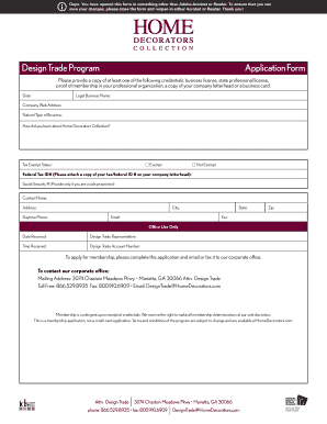 Fillable Online Design Trade Program Application Form Fax Email Print ...