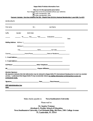 Fillable Online schoolofed nova Kappa Delta Pi Initiate Information ...