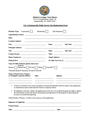 Fillable Online City of Jacksonville Public Service Tax Registration ...