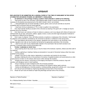 Fillable Online AFFIDAVIT - Government College University Fax Email ...