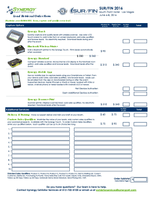 Fillable Online Synergy LR Order Form 2016 Master Read-Only Fax Email ...