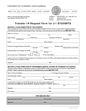 Fillable Online oiss sa ucsb Transfer IN Request Form for J-1 STUDENTS ...