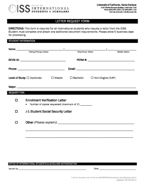 Fillable Online oiss sa ucsb Letter Request Form - OISS Home Fax Email Print - pdfFiller