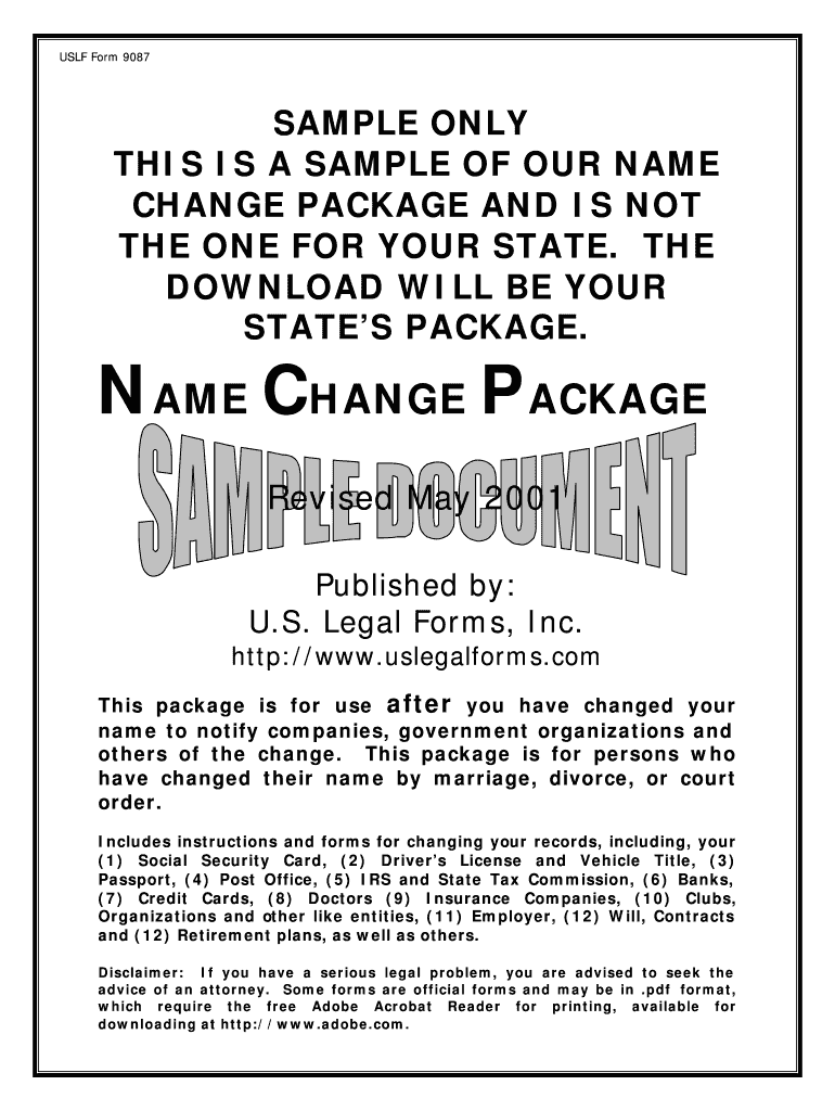 Fillable Online SAMPLE ONLY THIS IS A SAMPLE OF OUR NAME CHANGE PACKAGE ...