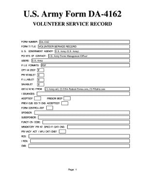 Da 4162 - Fill Online, Printable, Fillable, Blank | pdfFiller