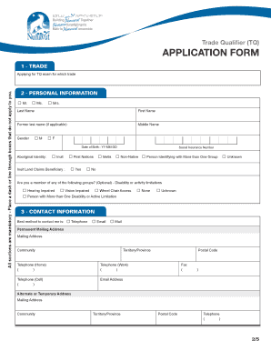 Fillable Online gov nu Bapplicationb form - Government of Nunavut Fax ...
