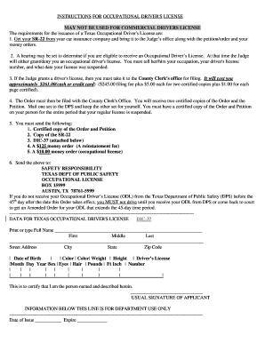 Fillable Online Occupational Drivers bLicenseb Fax Email Print - pdfFiller