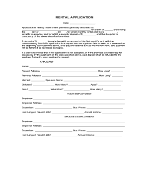 Fillable Online RENTAL APPLICATION - Free Landlord Tenant Forms Fax ...