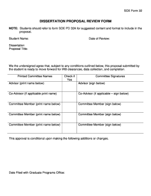 Fillable Online soe chhs colostate DISSERTATION PROPOSAL REVIEW FORM ...