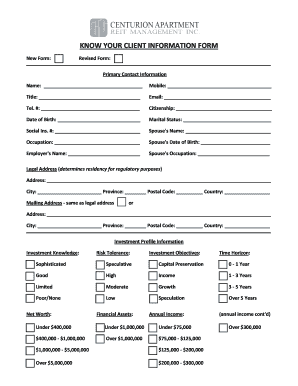 Fillable Online KNOW YOUR CLIENT INFORMATION FORM Fax Email Print ...