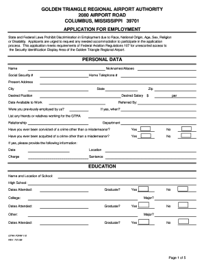 Fillable Online GOLDEN TRIANGLE REGIONAL AIRPORT AUTHORITY 2080 AIRPORT ...