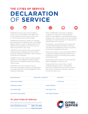 Fillable Online citiesofservice THE CITIES OF SERVICE DECLARATION OF ...