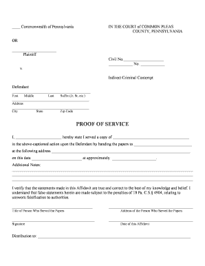 Fillable Online pfad pa PROOF OF SERVICE - Pennsylvania - pfad pa Fax ...