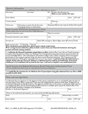 Fillable Online Anthem BlueCross Automatic Payment Options Form ...