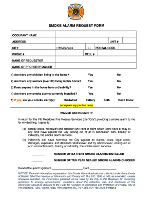 Fillable Online SMOKE ALARM REQUEST FORM - pittmeadowsfirecom Fax Email ...
