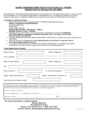 Fillable Online SHARE TRANSFER FORM FOR GIFTS OF PUBLICLY TRADED Fax ...