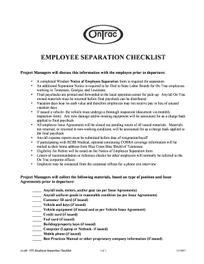 Fillable Online ontracinc 10 08 - OTI Employee Separation Checklistdocx ...