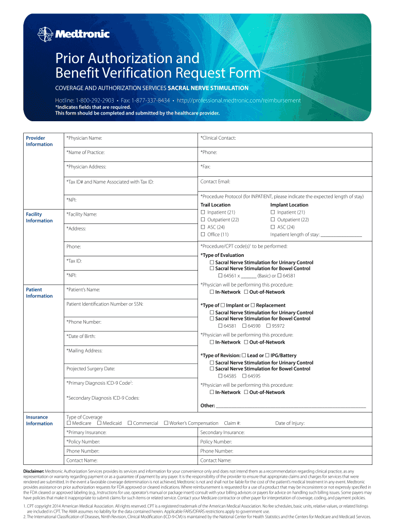 Fillable Online Prior Authorization and Benefit Verification Request ...
