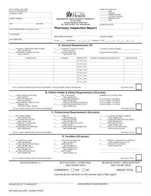 Fillable Online Pharmacy Inspection Report - University of Washington ...