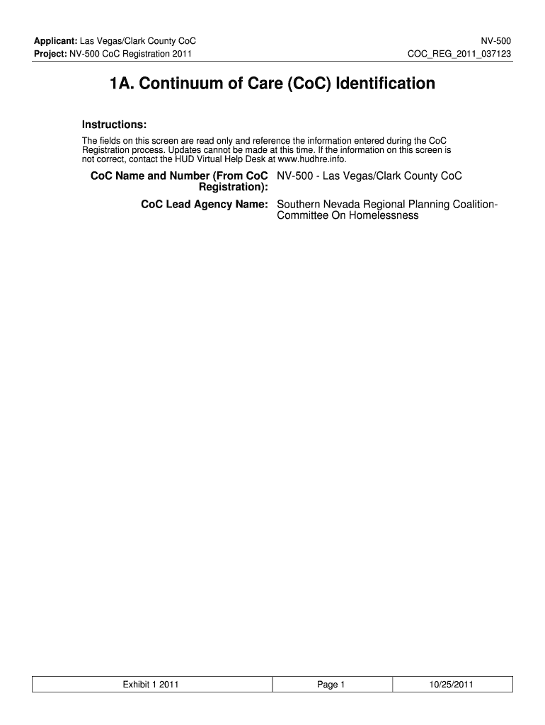 Fillable Online 1A Continuum of Care CoC Identification ...