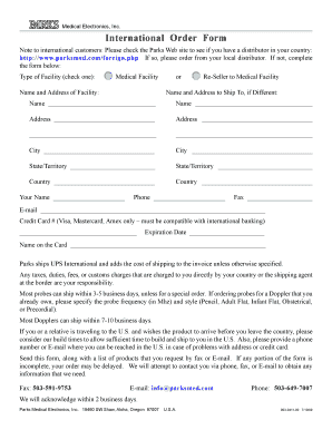 Fillable Online Medical Electronics Inc International Order Form Fax ...
