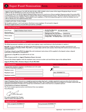 Fillable Online Super Fund Nomination form Asgard Contact Centre 1800 ...