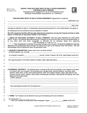 Fillable Online THIS EXCLUSIVE RIGHT OF SALE LISTING AGREEMENT ...