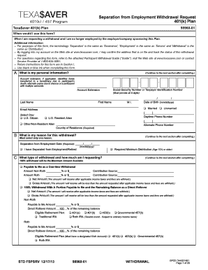 Fillable Online Texa$aver 401(k) Plan Fax Email Print - pdfFiller