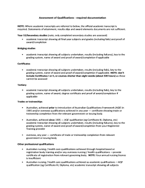 Fillable Online Assessment of Qualifications - required documentation Fax Email Print - pdfFiller