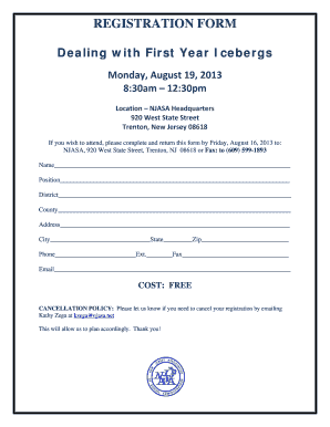Fillable Online First Year Icebergs Reg Form - NJASA Fax Email Print ...