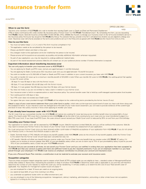 Fillable Online Insurance transfer form - hostpluscomau Fax Email Print ...