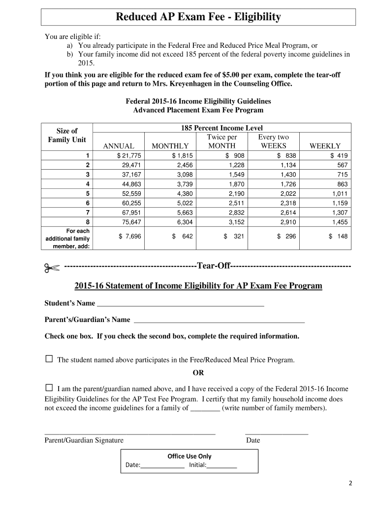 2016 AP Exam Registration Form - Blank Fillable Template | Fill Out ...