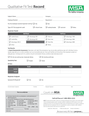Fillable Online Qualitative Fit Test Record - Adobe Fax Email Print ...