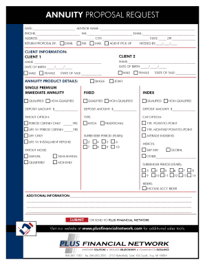 Fillable Online ANNUITY PROPOSAL REQUEST - pfninscom Fax Email Print ...