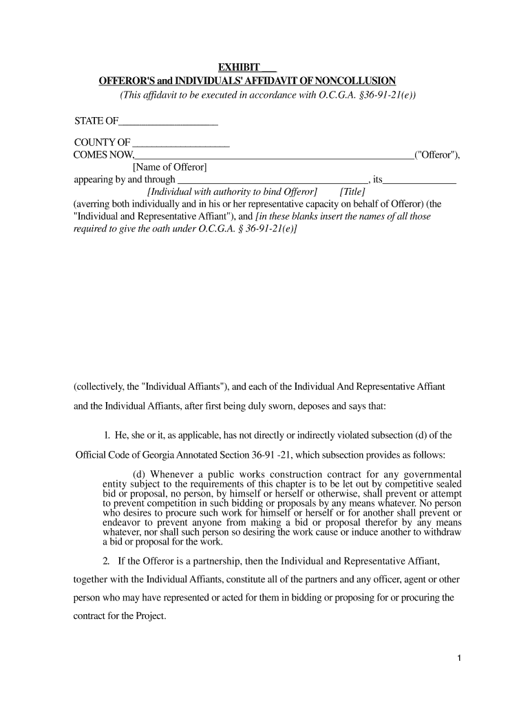 Fillable Online themuseumschool AEA Noncollusion Affidavit ...