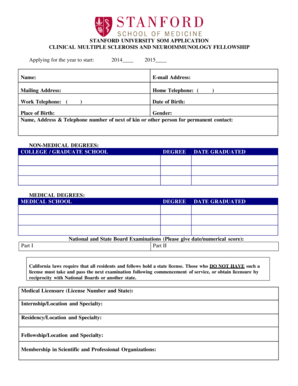 Fillable Online med stanford Bapplicationb form - Stanford University ...