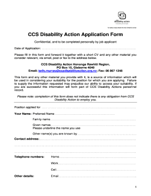 Fillable Online ccsdisabilityaction org CCS Disability Action ...