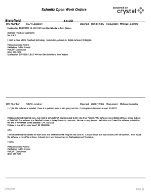 Fillable Online Schmitz Open Work Orders - mps1org Fax Email Print - pdfFiller