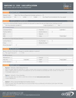 Fillable Online INBOUND 13 1300 1800 APPLICATION Fax Email Print ...