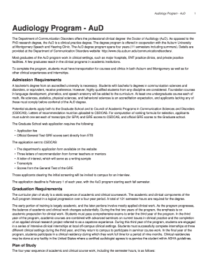 Fillable Online bulletin auburn Audiology Program - AuD Fax Email Print ...
